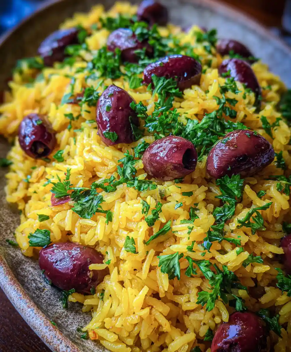Mediterranean Rice Recipe Turmeric Pilaf With Olive Jewels