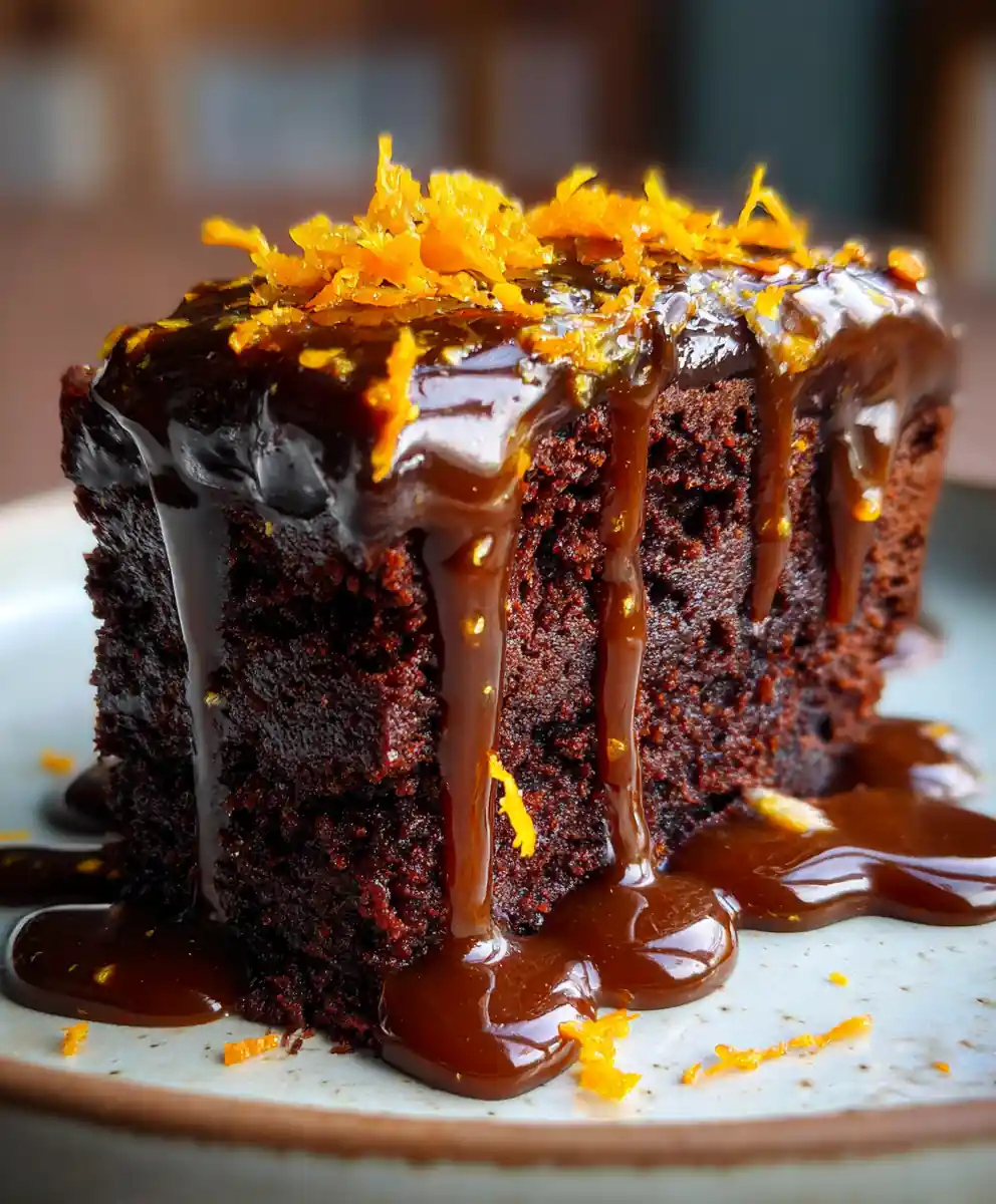easy chocolate cake recipe, with Spiced Orange Ganache Drip