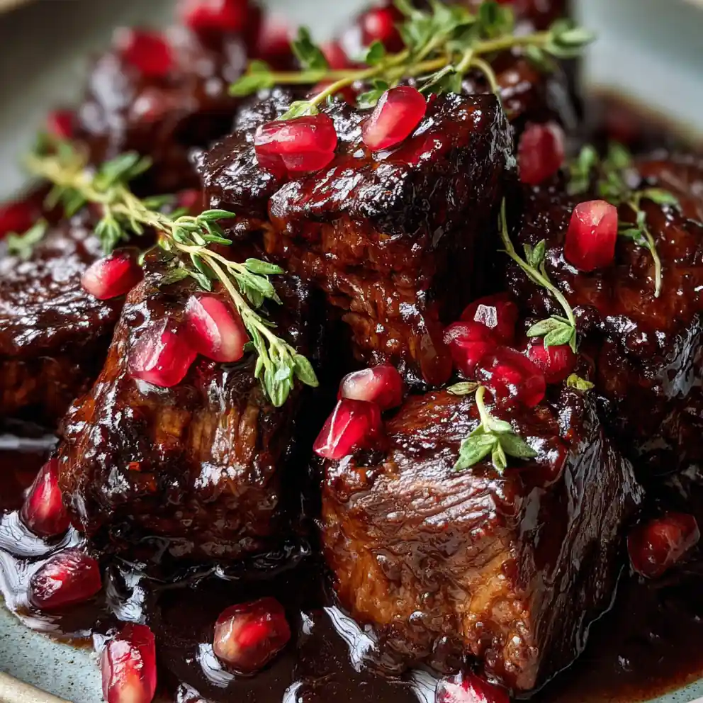 easy chuck roast recipe with Pomegranate & Date Glaze
