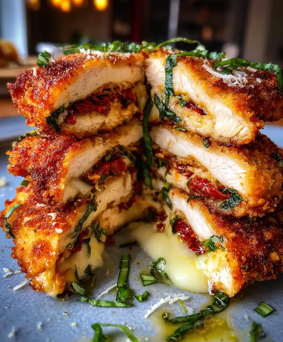 italian chicken cutlet recipe Stuffed with Sun-Dried Tomato and Basil